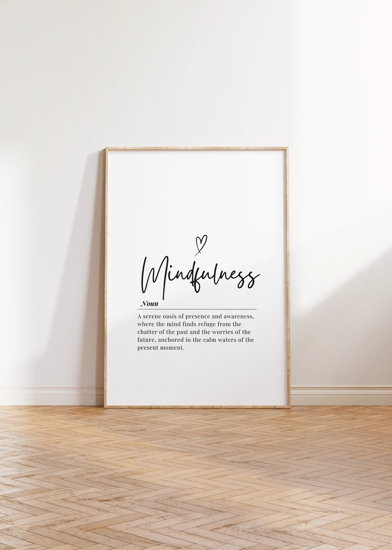Mindfulness Quote Print: Black and White Script Artwork (digital ...