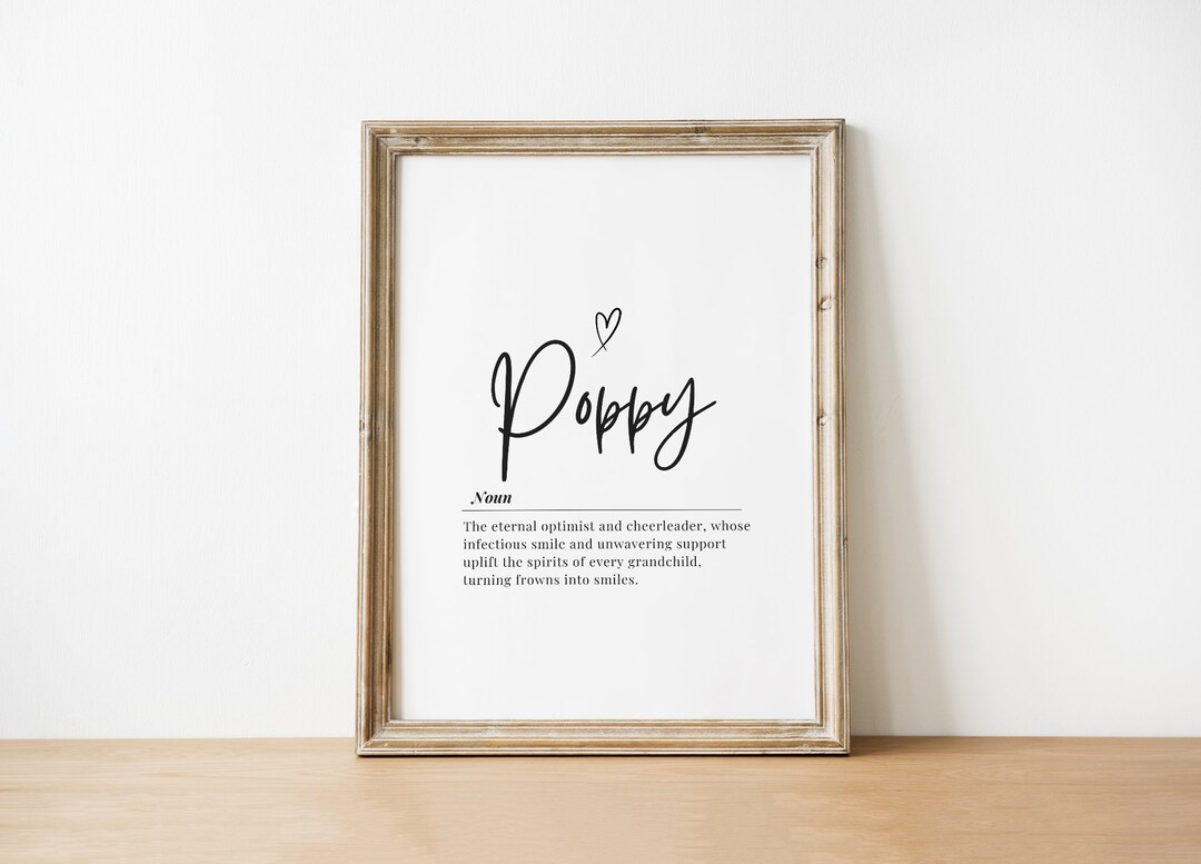 Poppy Definition Art Print: Grandparent Nickname Decor (digital ...