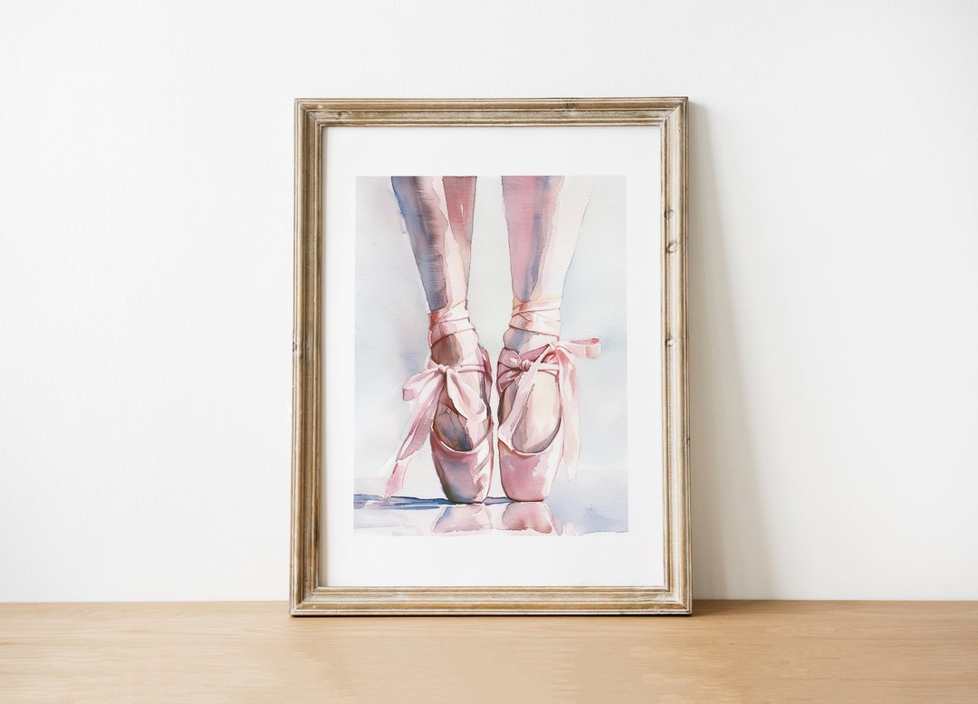 Ballet Pointe Shoes Watercolor Art Print: Ballerina Feet (digital ...