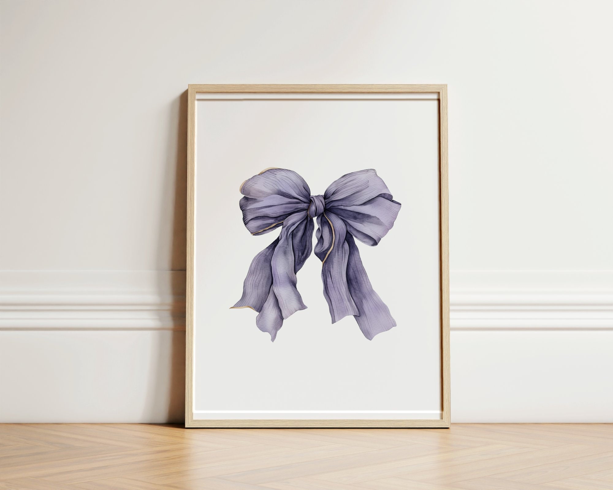 Elegant Purple Bow Digital Print, Printable Wall Art, Minimalist Bow ...