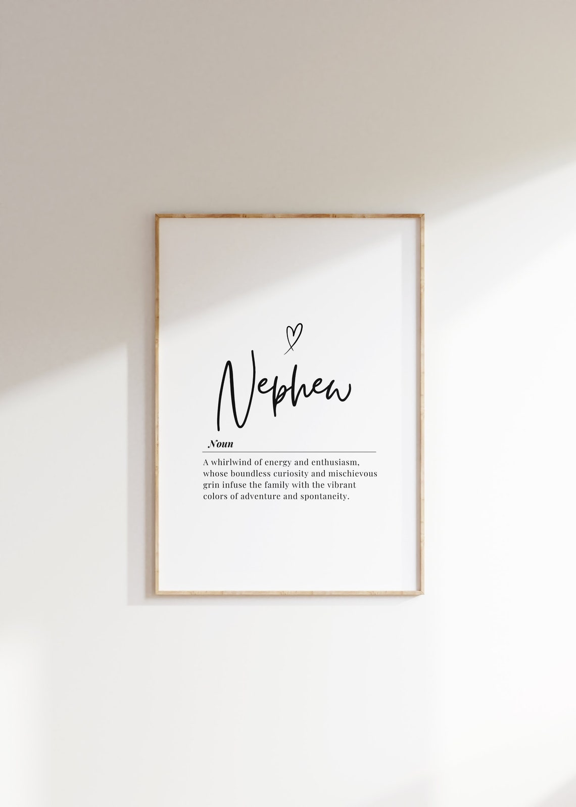 Nephew Definition Print, Family Love Quote Wall Art, Modern Minimalist ...