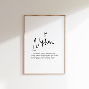 Nephew Definition Print, Family Love Quote Wall Art, Modern Minimalist ...