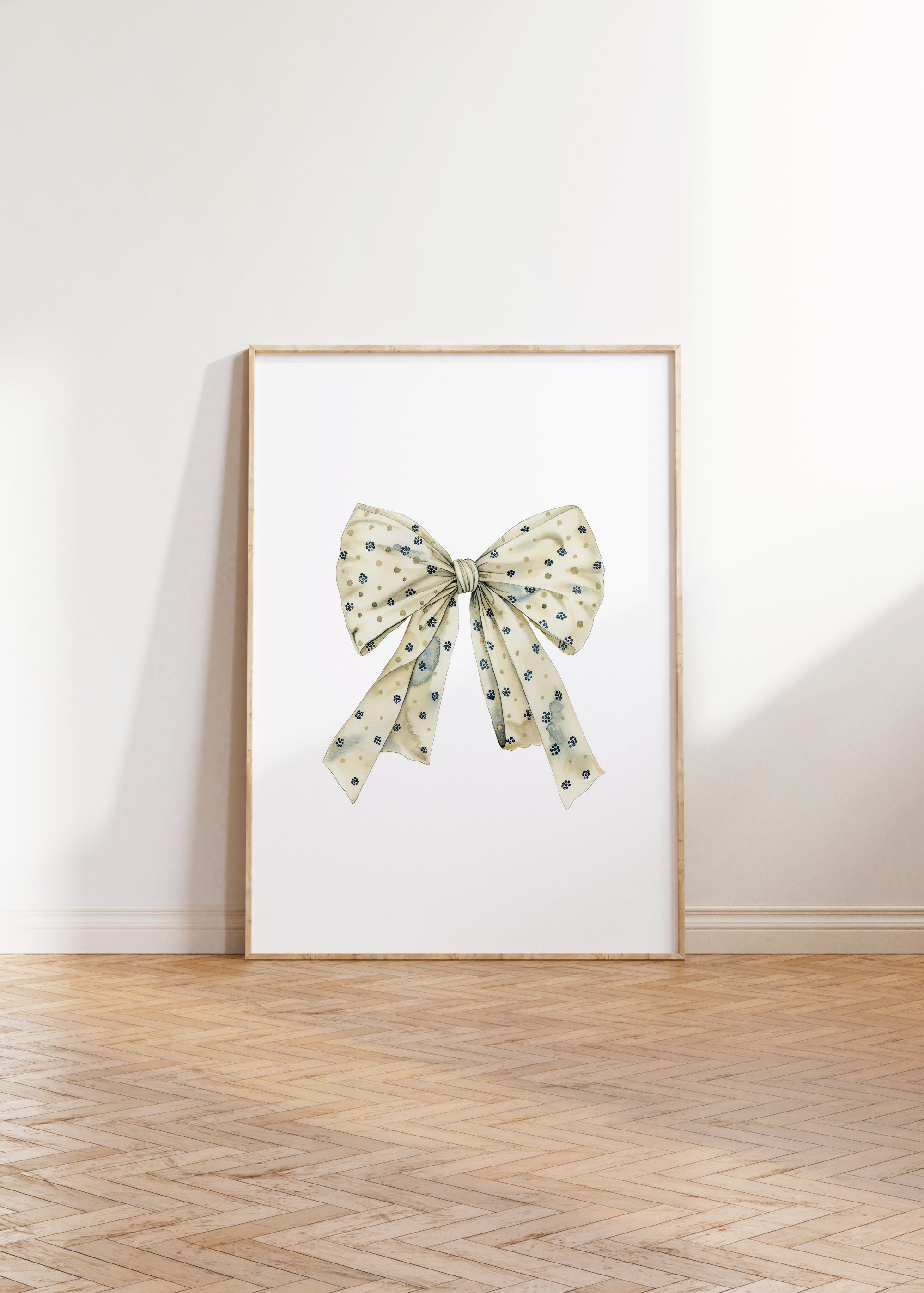 Vintage Bow Illustration, Printable Wall Art, Digital Download, Beige ...