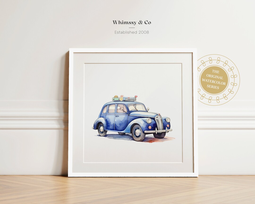 Nursery Decor Police Car Poster Digital Download Colorful Automotive ...