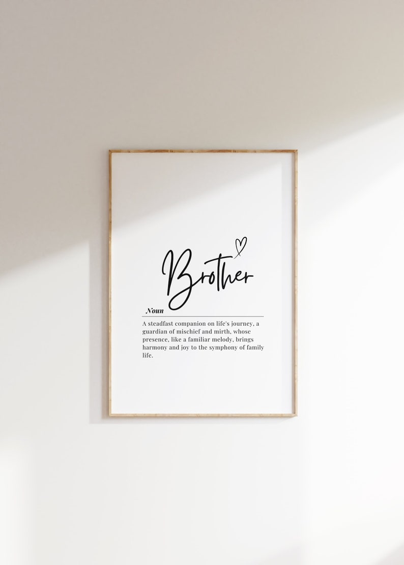 Brother Definition Art Print: Minimalist Family Gift (digital Download ...