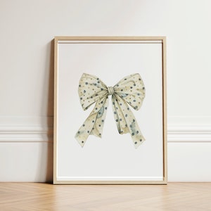 Vintage Bow Illustration, Printable Wall Art, Digital Download, Beige ...