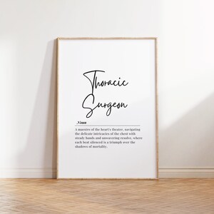 Thoracic Surgeon Digital Download Definition Poster Gift Wall Art ...