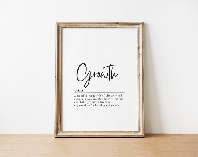 Inspirational Growth Quote Digital Print, Black and White Calligraphy ...