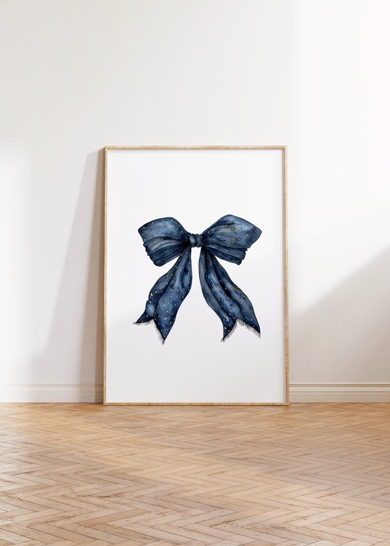 Navy Blue Bow Watercolor Print: Elegant Fashion Art (digital Download ...