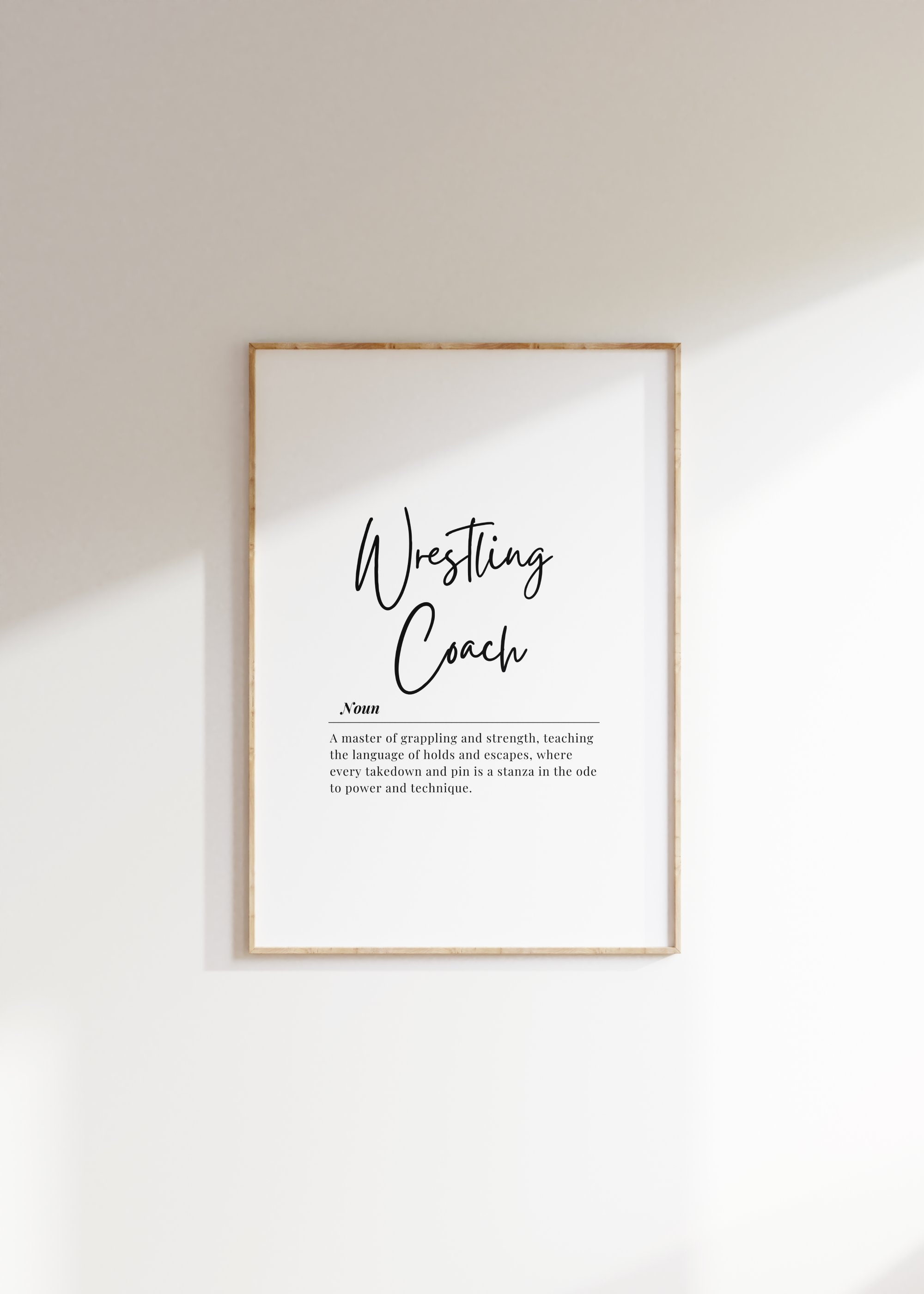 Wrestling Coach Definition Print: Inspirational Quote Poster (digital ...