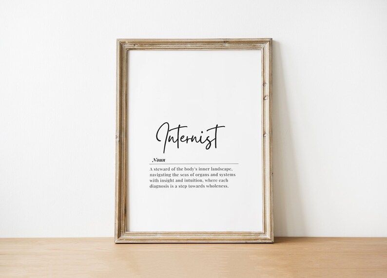 Internist Definition Print, Medical Office Decor, Doctor Wall Art ...