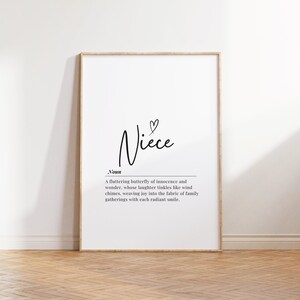 Niece Definition Print: Minimalist Family Wall Art (digital Download ...