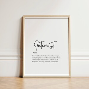 Internist Definition Print, Medical Office Decor, Doctor Wall Art ...