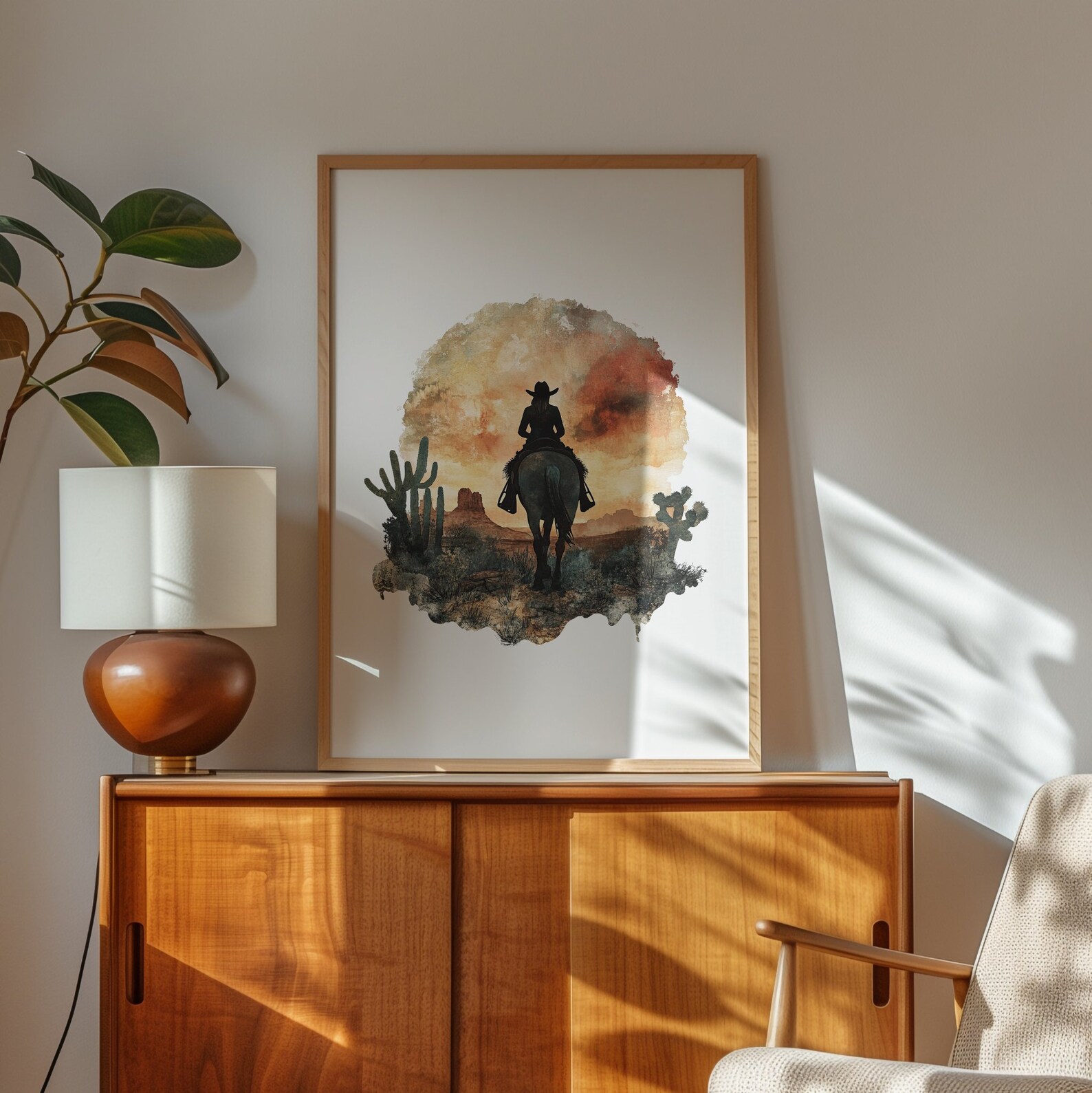 Cowboy Sunset Desert Art Print: Southwestern Illustration (digital ...