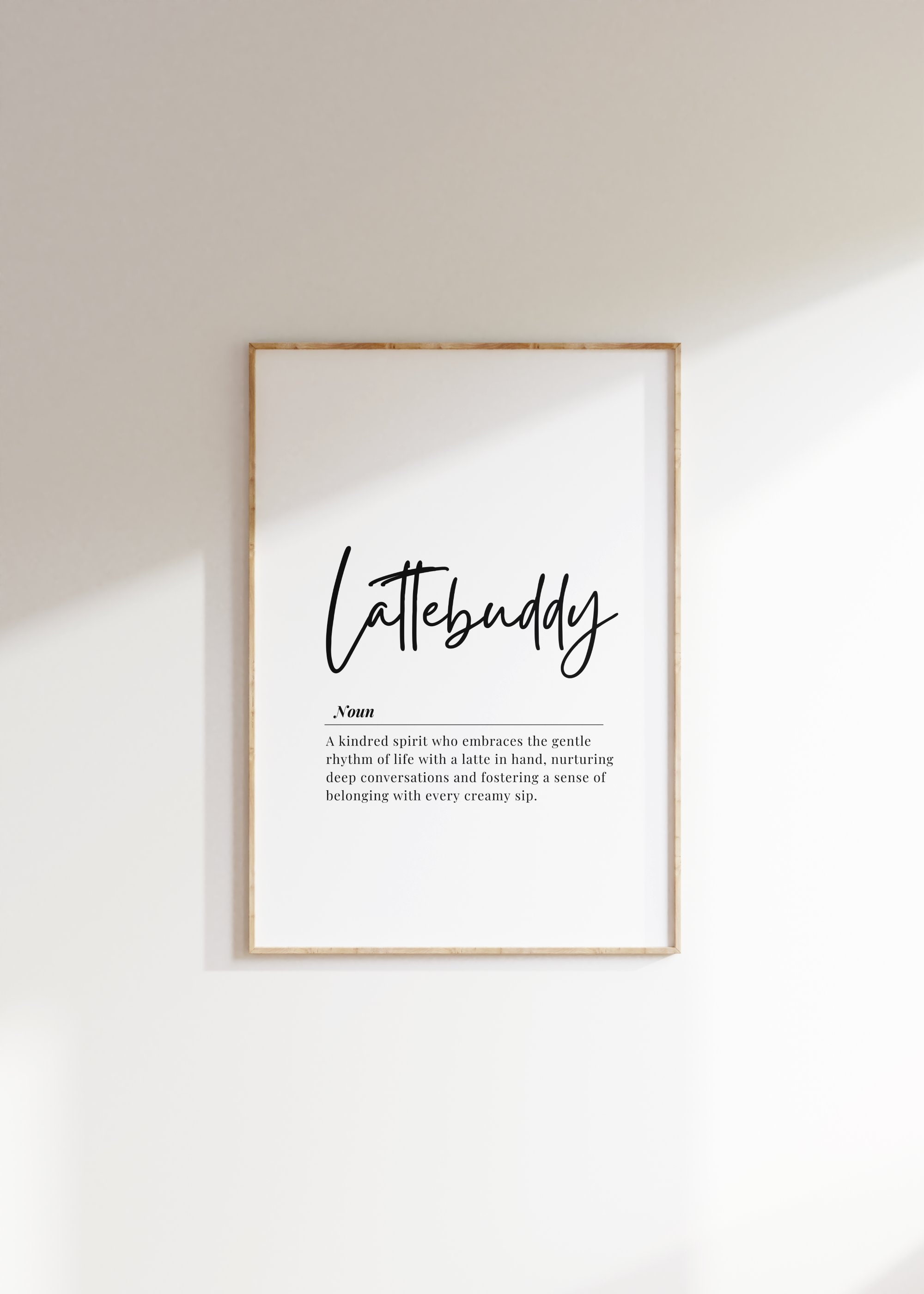 Latte Buddy Quote Print, Modern Calligraphy Wall Art, Coffee Lover ...
