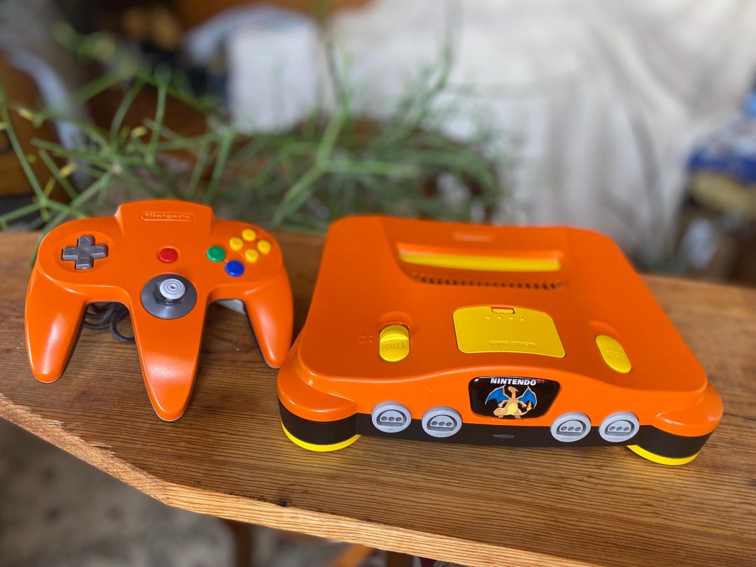 Nintendo 64 Orange Charizard Pokemon Theme Edition Game Custom Console ...