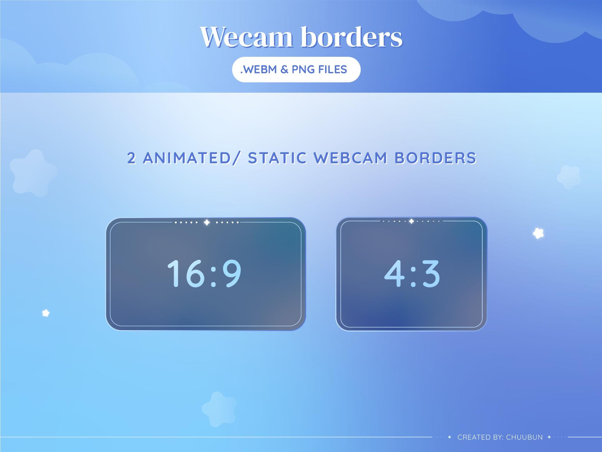 ANIMATED Blue Starry Clouds Stream Pack | Blue Sky Stream Overlay ...