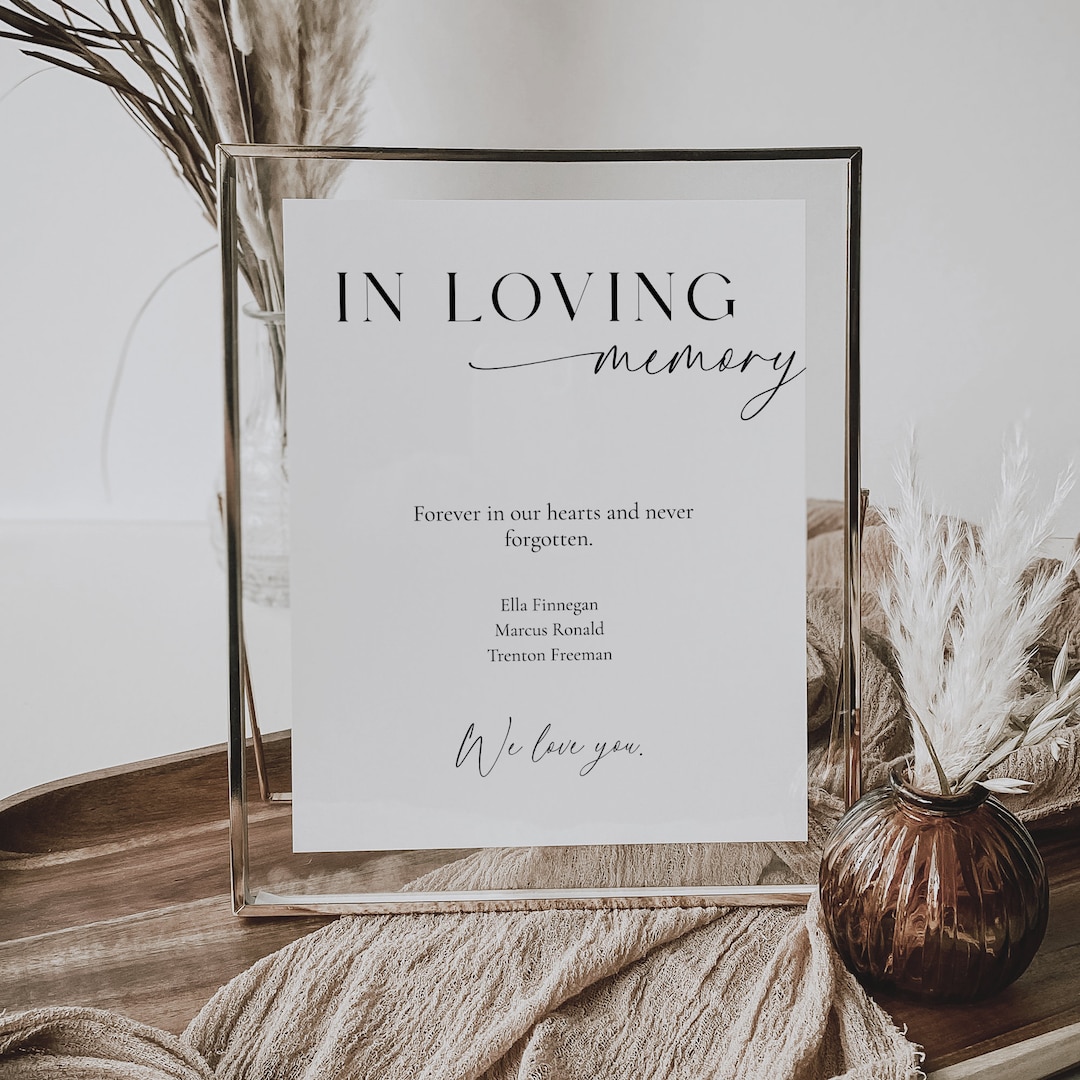 In Loving Memory Wedding Sign Template, Loved Ones Memorial Wedding ...