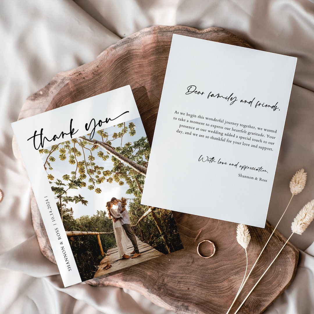 Thank You Note Wedding, Personalized Thank You Note Cards, Wedding ...