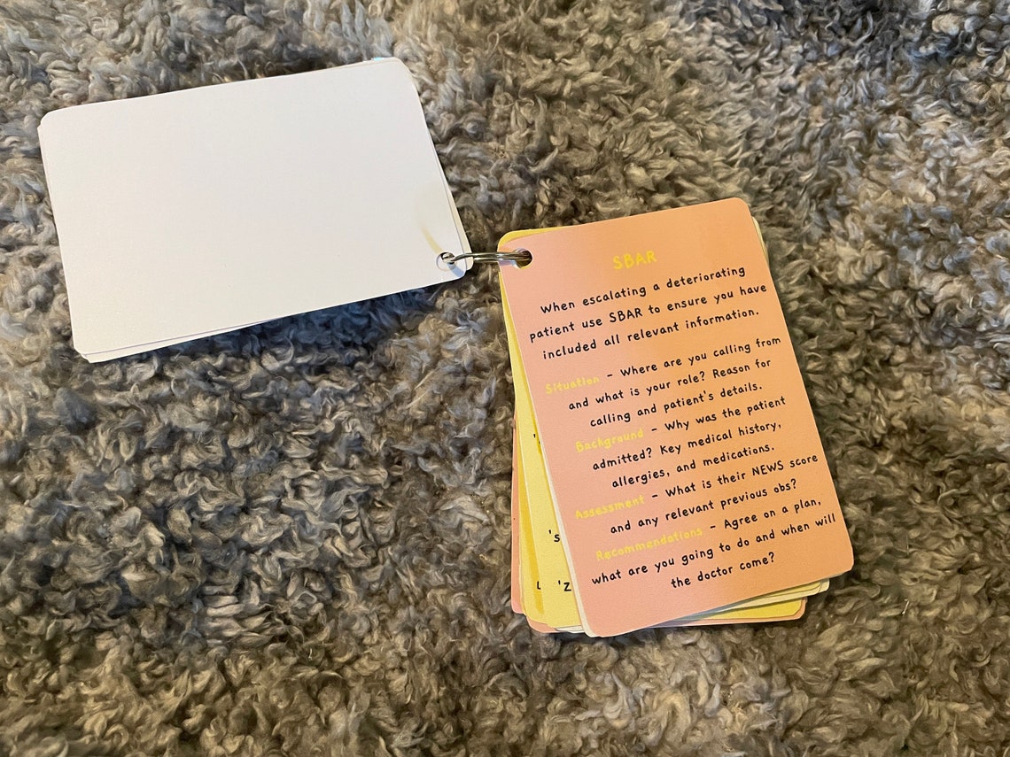 Student Nursing Flashcards for Placement - Etsy Canada