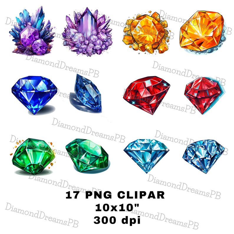 17 Minerals Clip Art, Crystal Clipart, Gemstone, Gems, Diamond ...