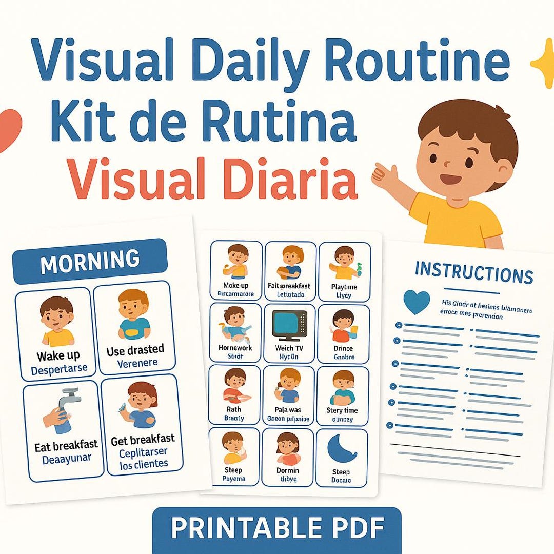 Visual Schedule Printable PDF - Kit De Rutina Visual Diaria - Bilingue ...