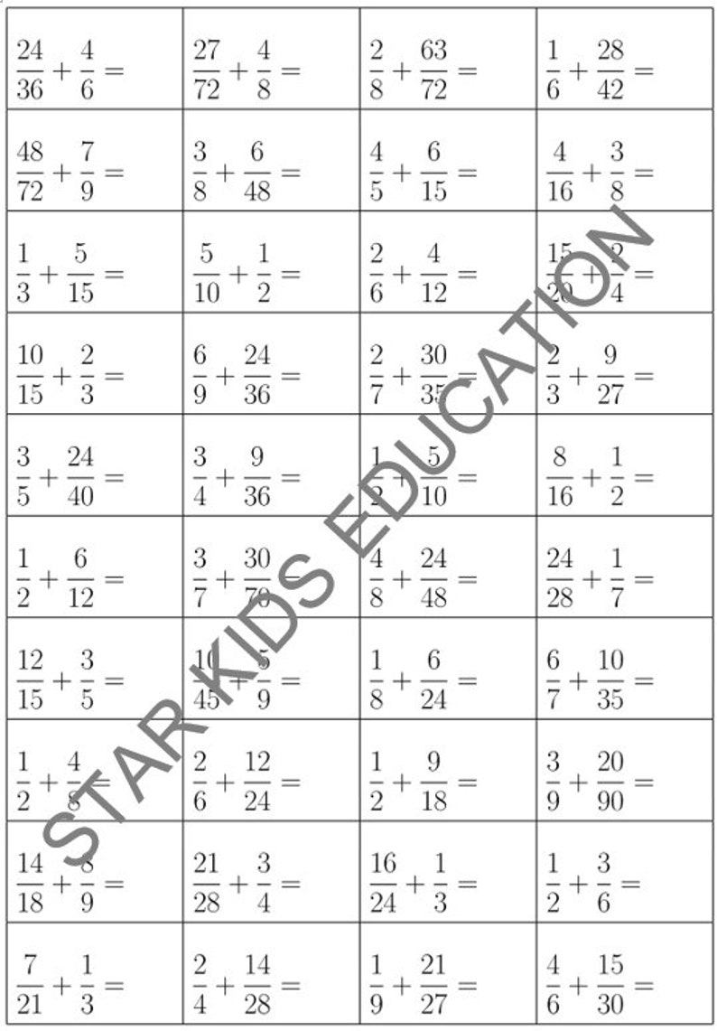 20 Printable Fraction Addition With Equivalent Fractions Worksheet ...