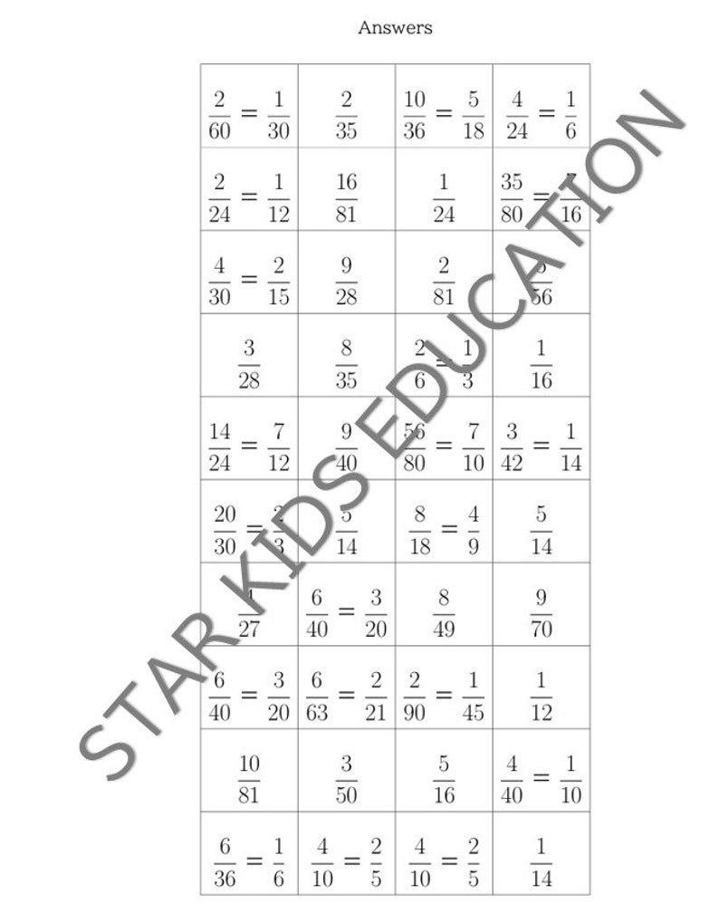 20 Printable Fraction Multiplication Worksheet Bundles With Answers 800 ...