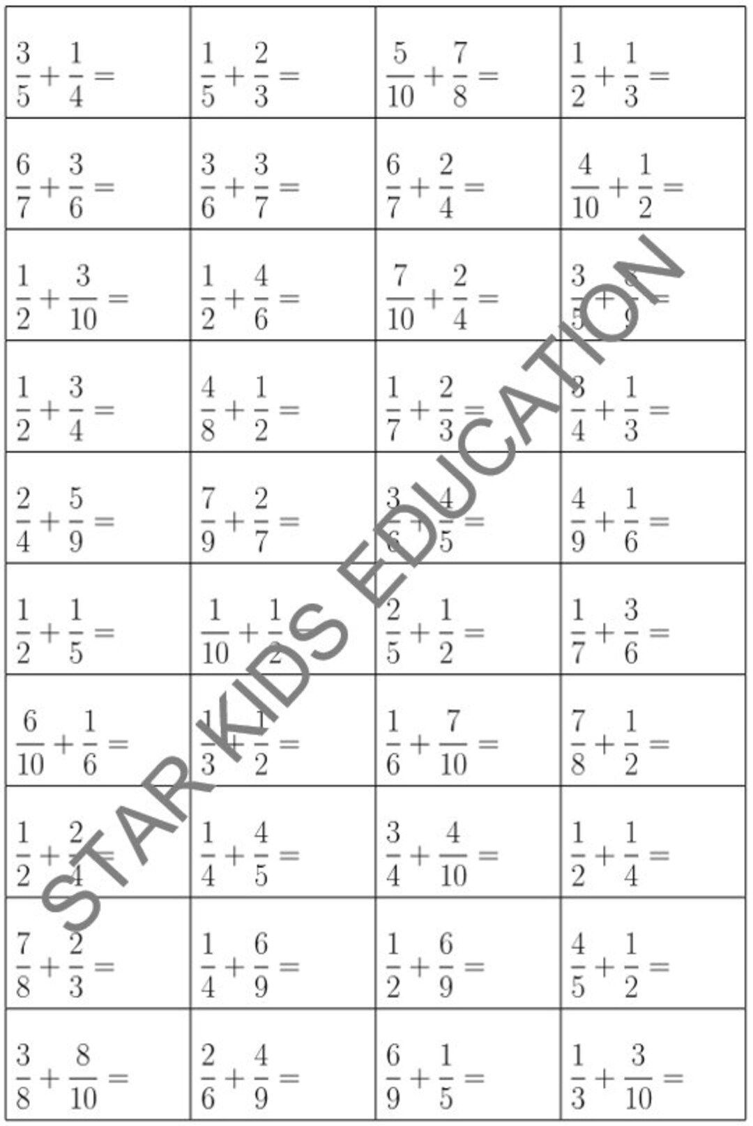 20 Printable Fraction Addition With Uncommon Denominator Worksheet ...