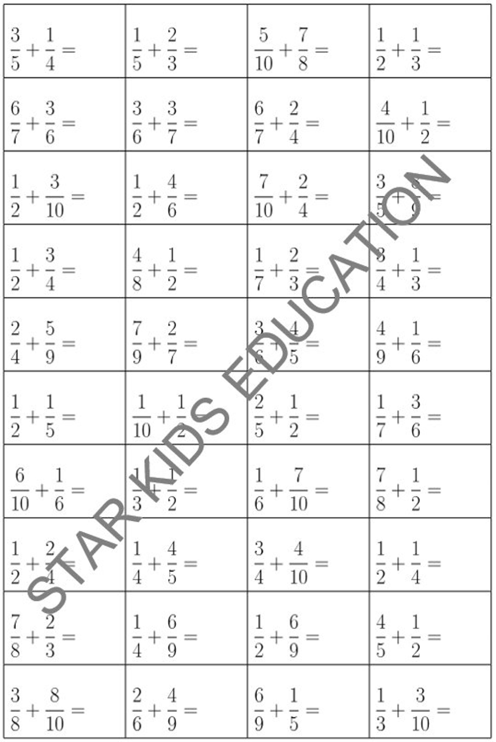20 Printable Fraction Addition With Uncommon Denominator Worksheet ...
