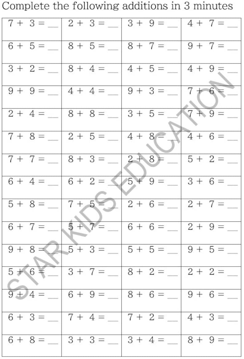 20 Printable Addition Worksheet Bundles Single Digit Additions Digital ...