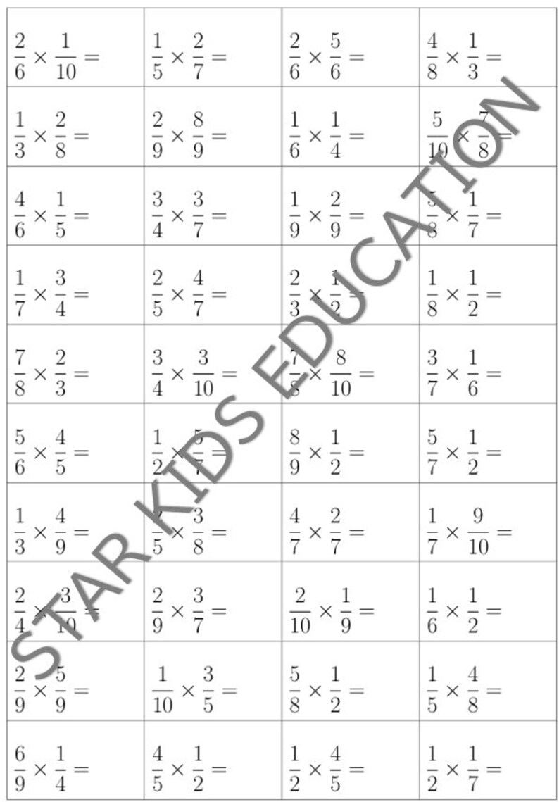 20 Printable Fraction Multiplication Worksheet Bundles With Answers 800 ...