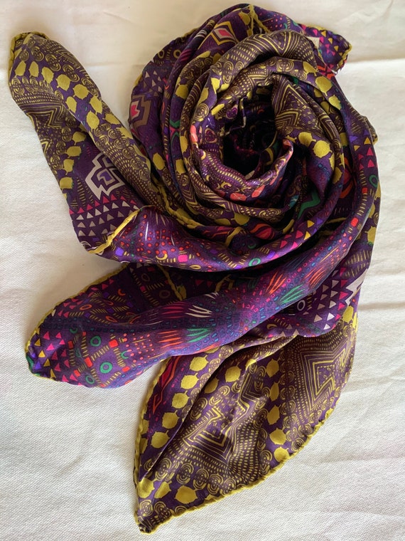 Vintage silk scarf triangle - Gem