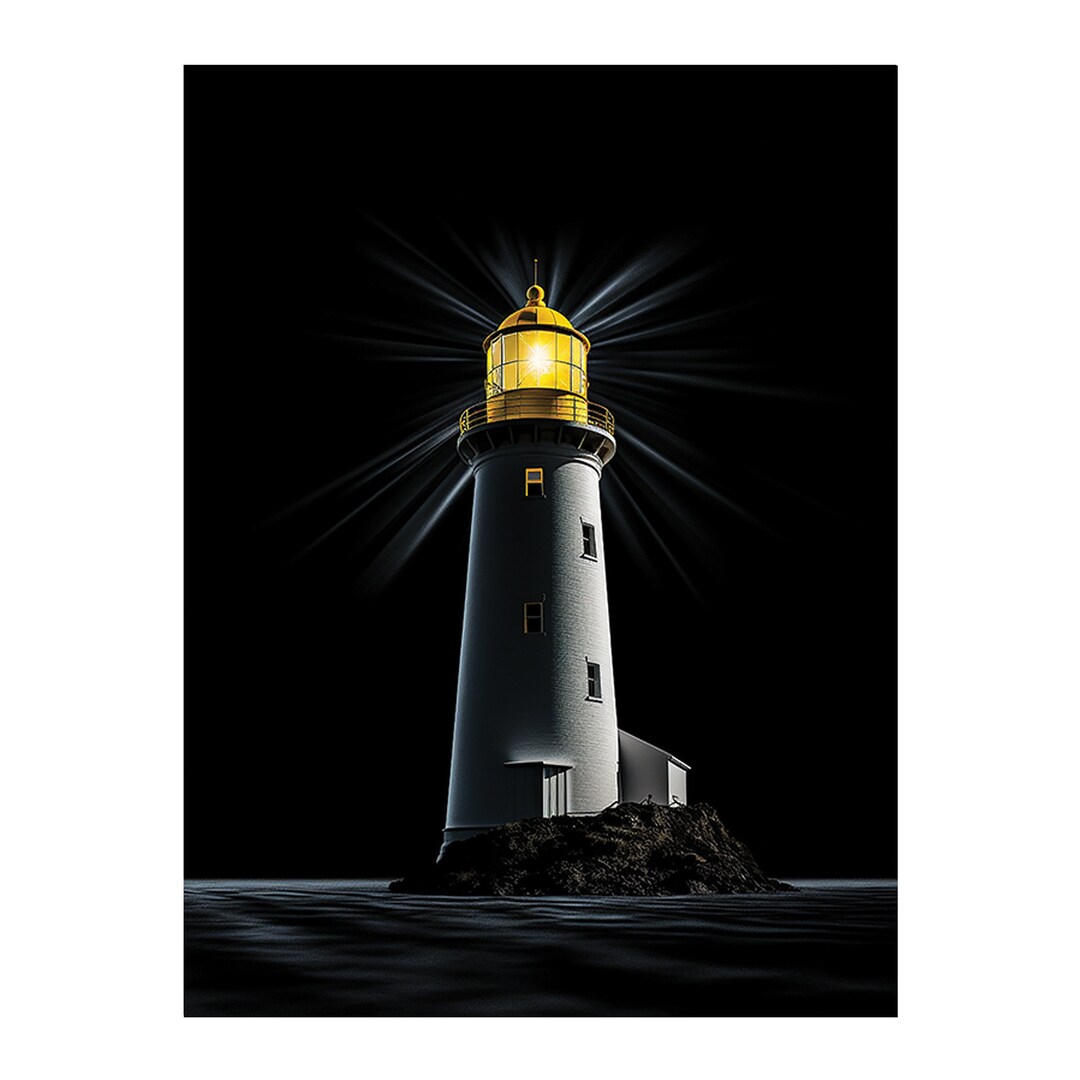 Digital Print - Lighthouse at Night | Beam of Light | Wall Decor | Wall ...