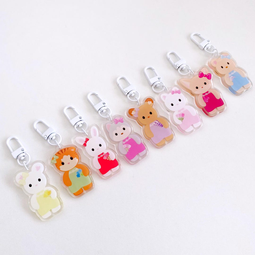 Baby Animals Beaded Acrylic Keychain - Etsy