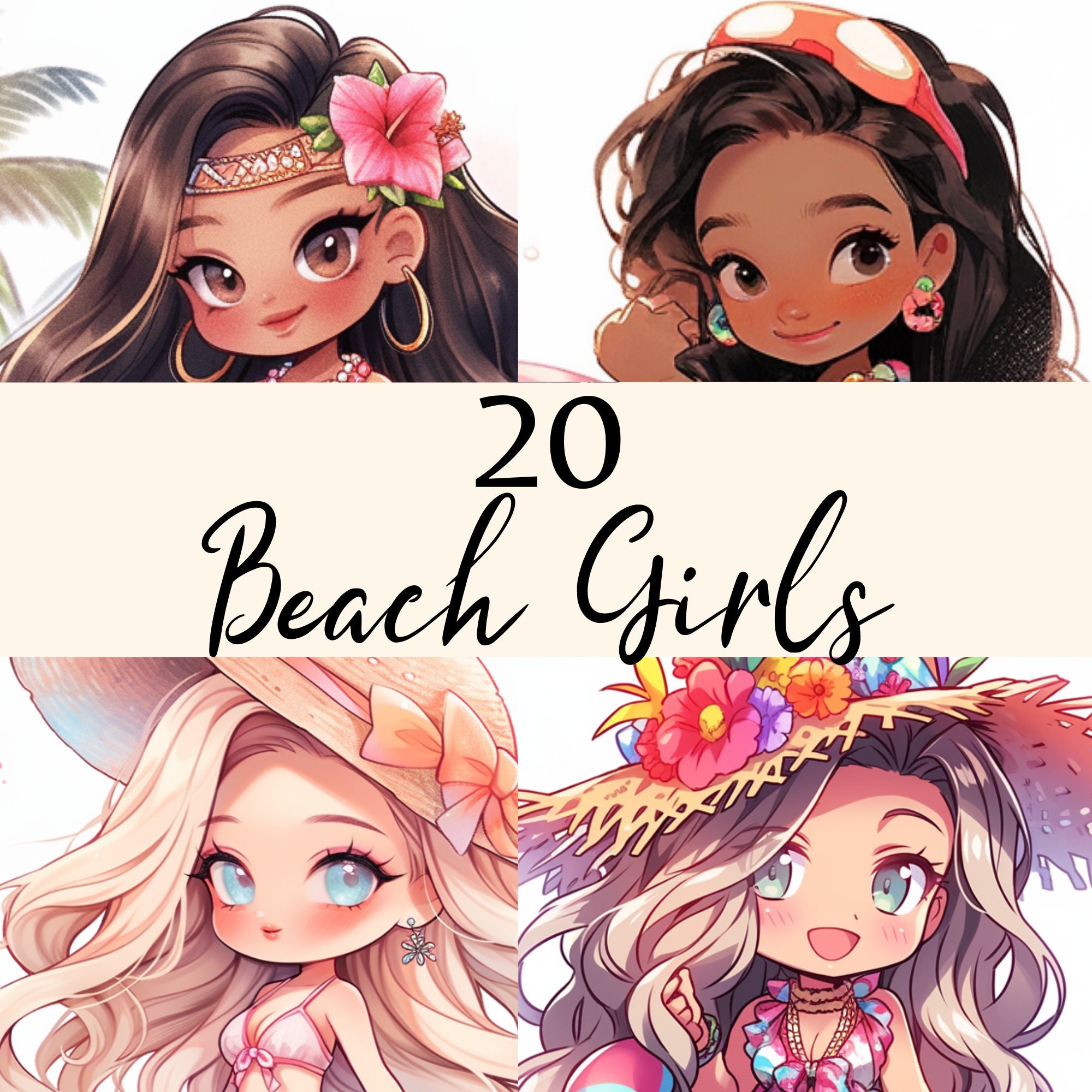 20 Sun-kissed Beach Girls Clipart Fun in the Sun Digital Download, PNG ...
