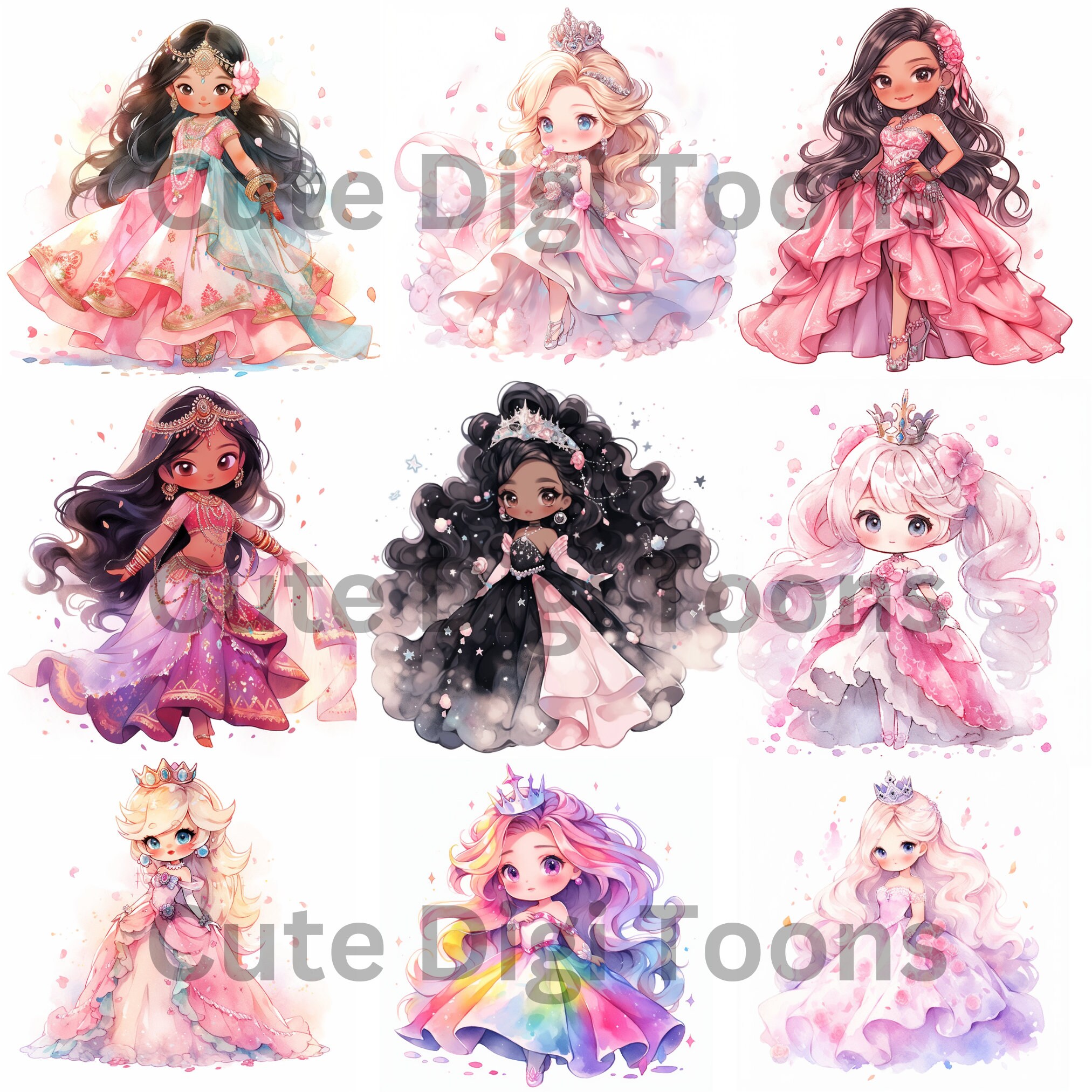 Fairy Tale Princess Clipart Digital Downloads, - Etsy