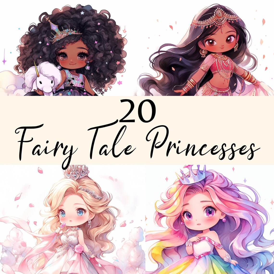 Fairy Tale Princess Clipart Digital Downloads, - Etsy