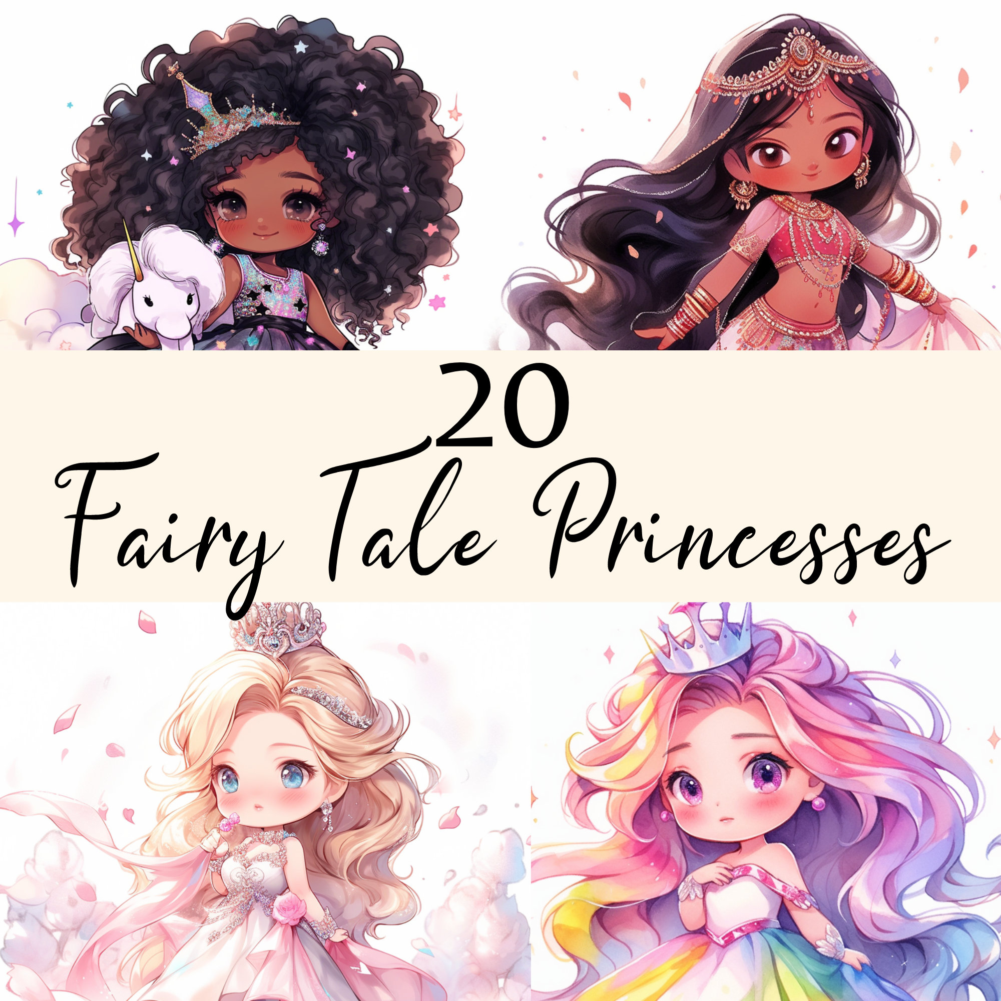 Fairy Tale Princess Clipart Digital Downloads, - Etsy