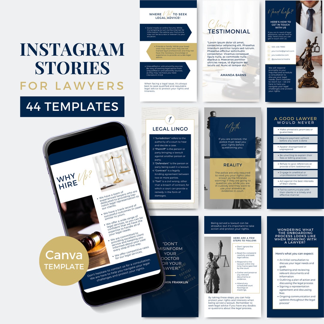 Lawyer Templates Canva Law Office Instagram Stories Posts Law Firm ...
