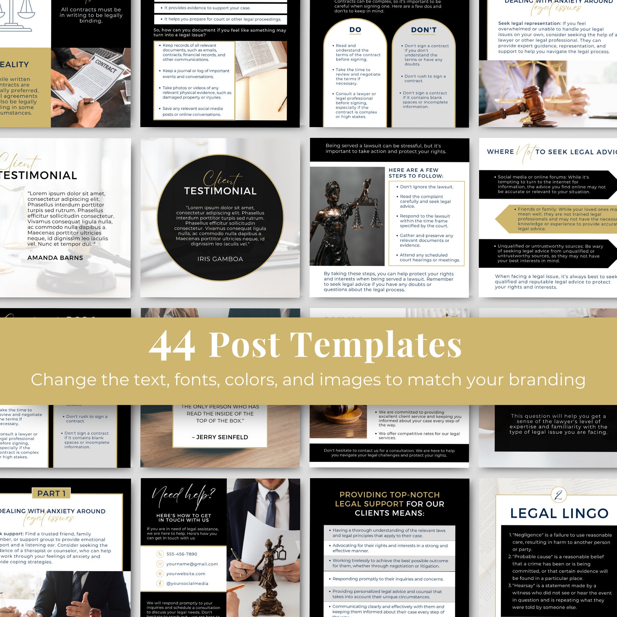 Lawyer Templates Canva Law Office Instagram Posts Law Firm Social Media ...