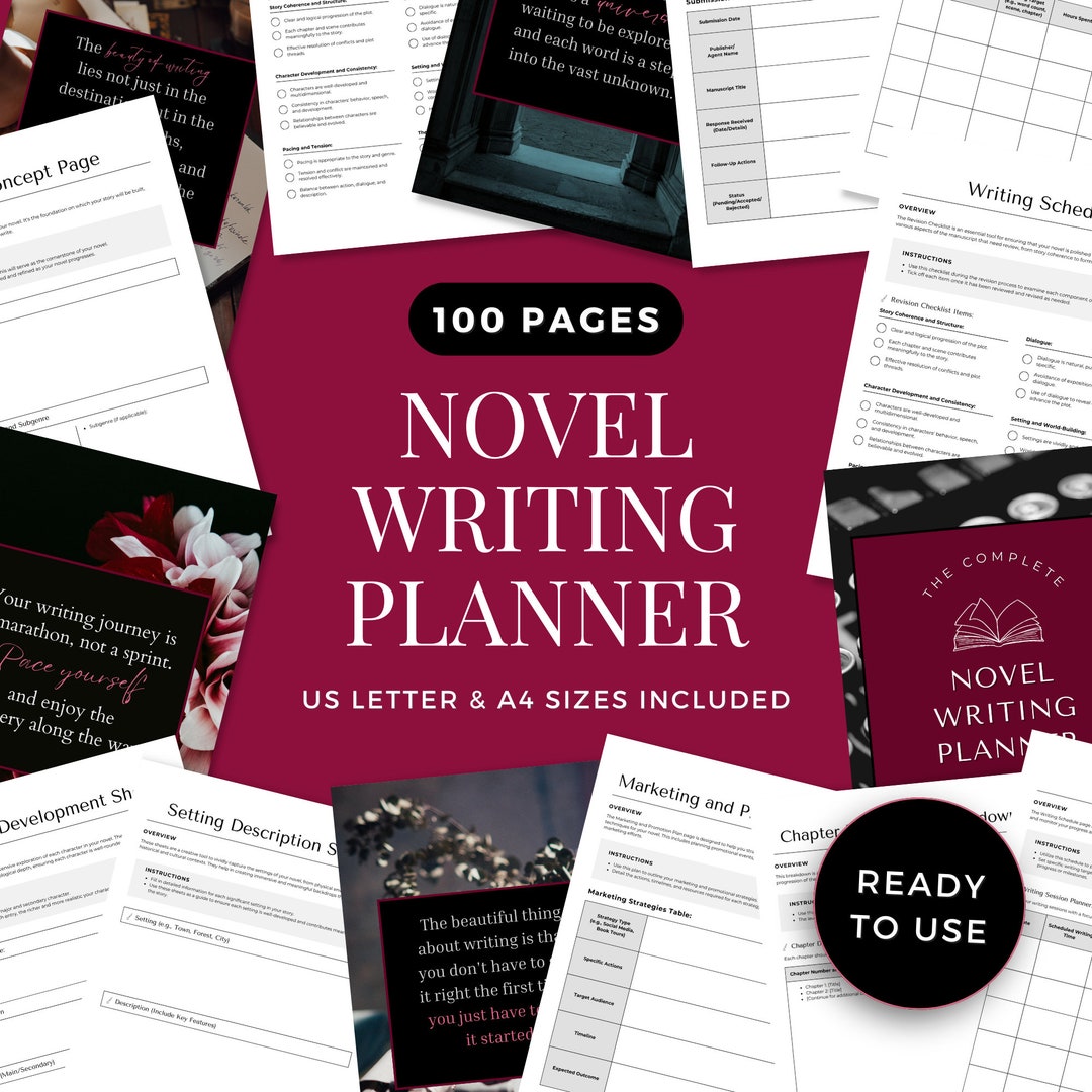 Novel Writing Planner Author Journal Writers Template Printable Book ...