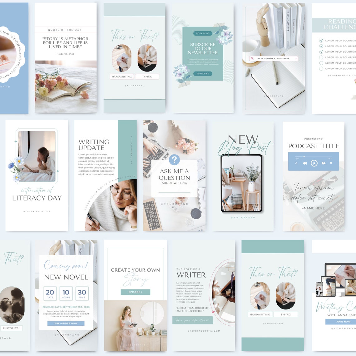 Author Instagram Posts Canva Template Writers Social Media Stories ...