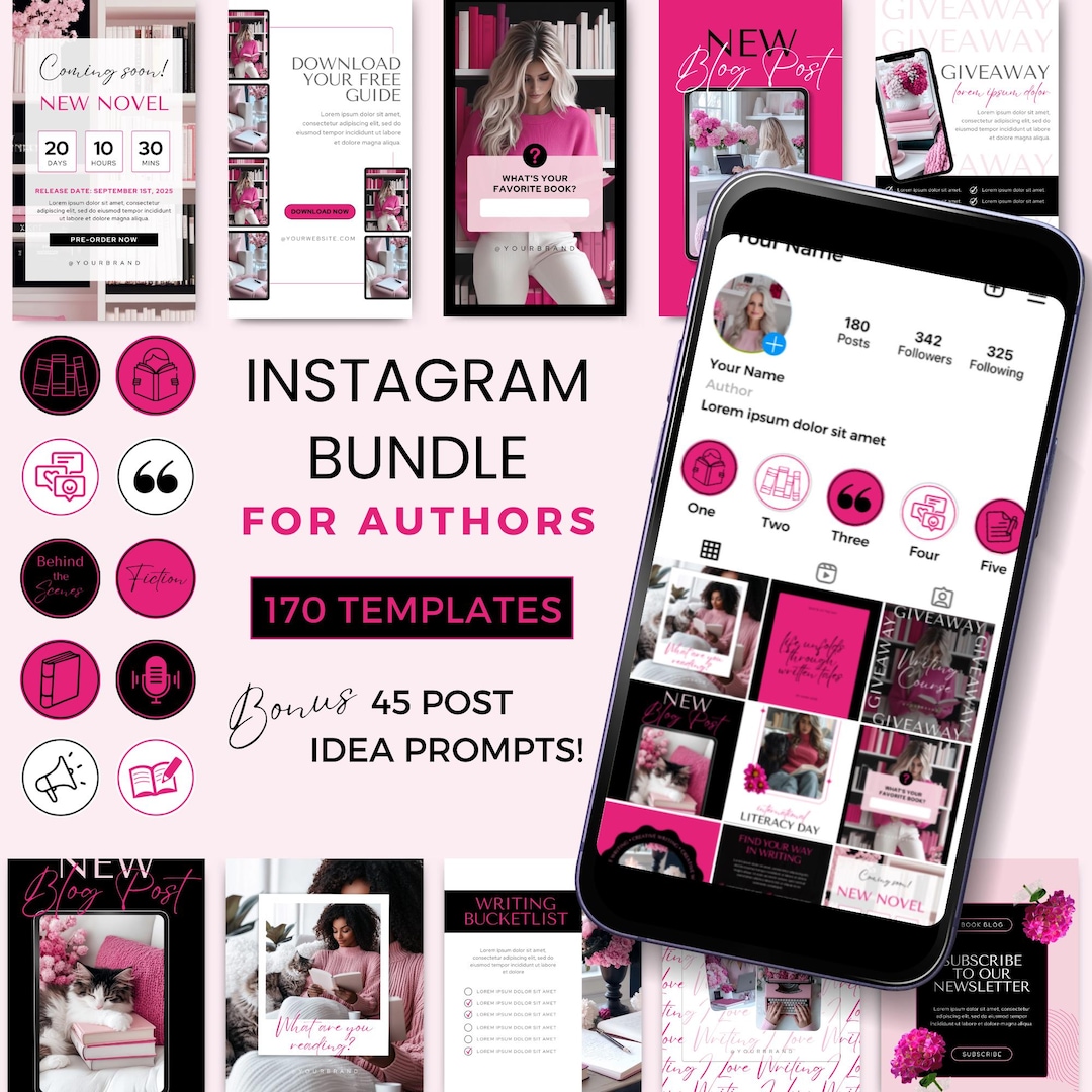 Author Instagram Posts Canva Template Writers Social Media Posts Author ...