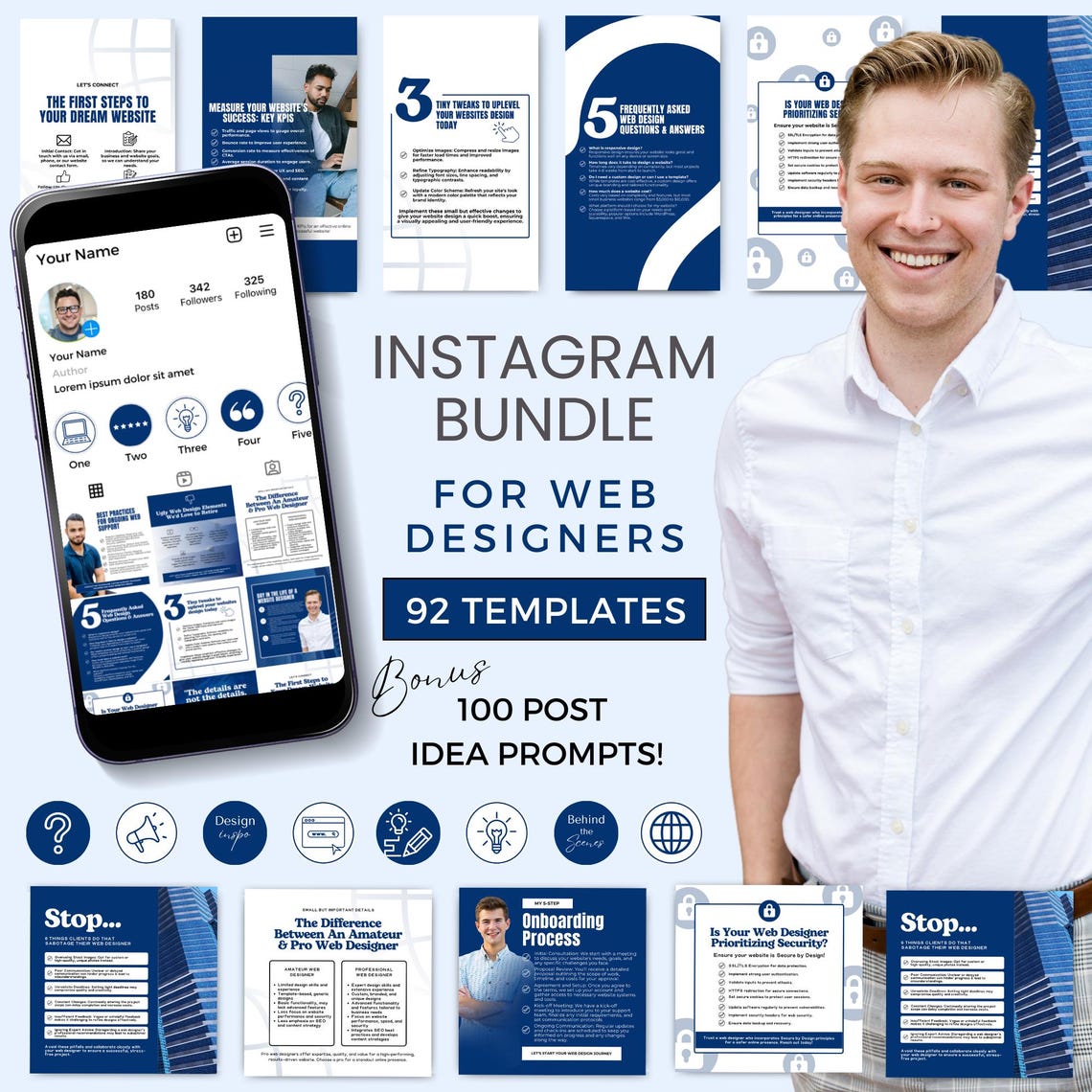 Web Design Instagram Post Templates for Web Designer Social Media Story ...
