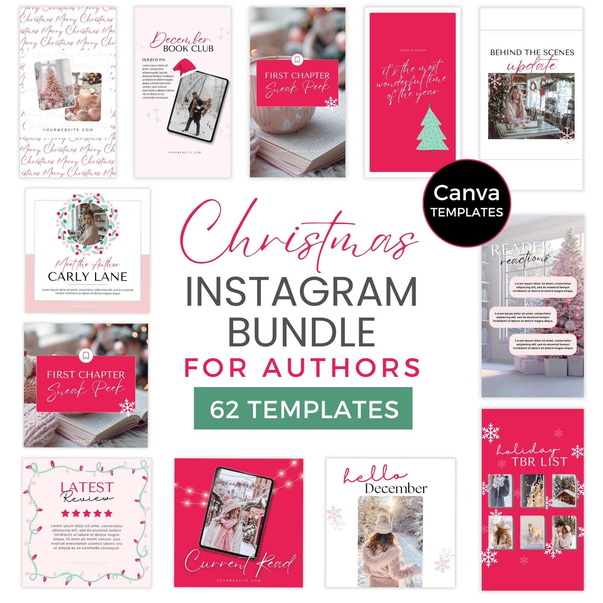 Author Instagram Posts Canva Template Christmas Social Media Posts ...