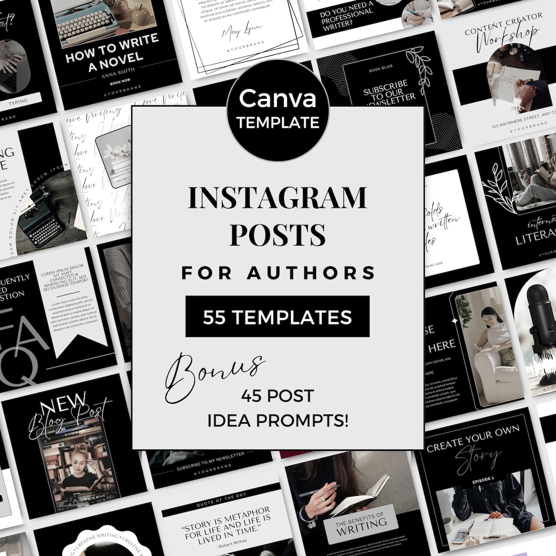 Author Instagram Posts Canva Template Writers Social Media Posts Author ...