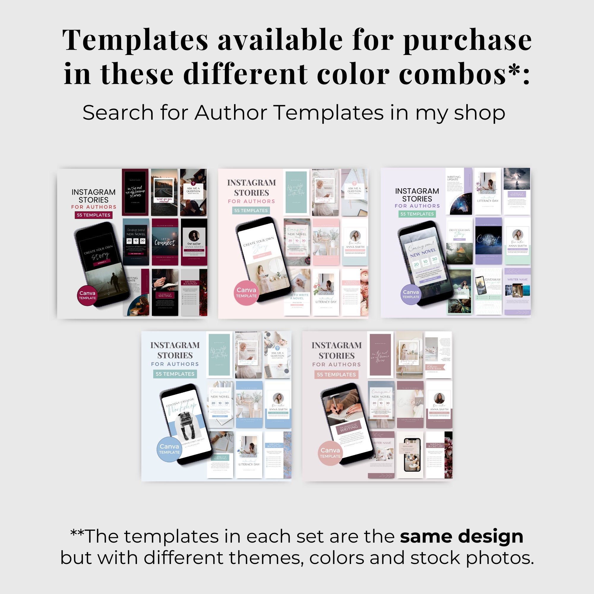 Author Instagram Posts Canva Template Writers Social Media Stories ...