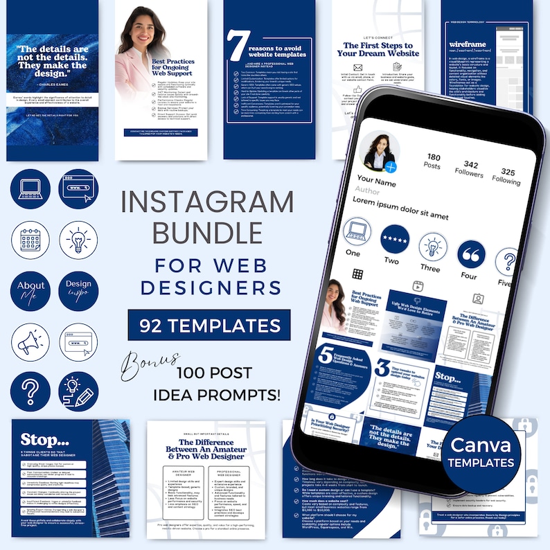 Web Design Instagram Post Templates for Web Designer Social Media Story ...