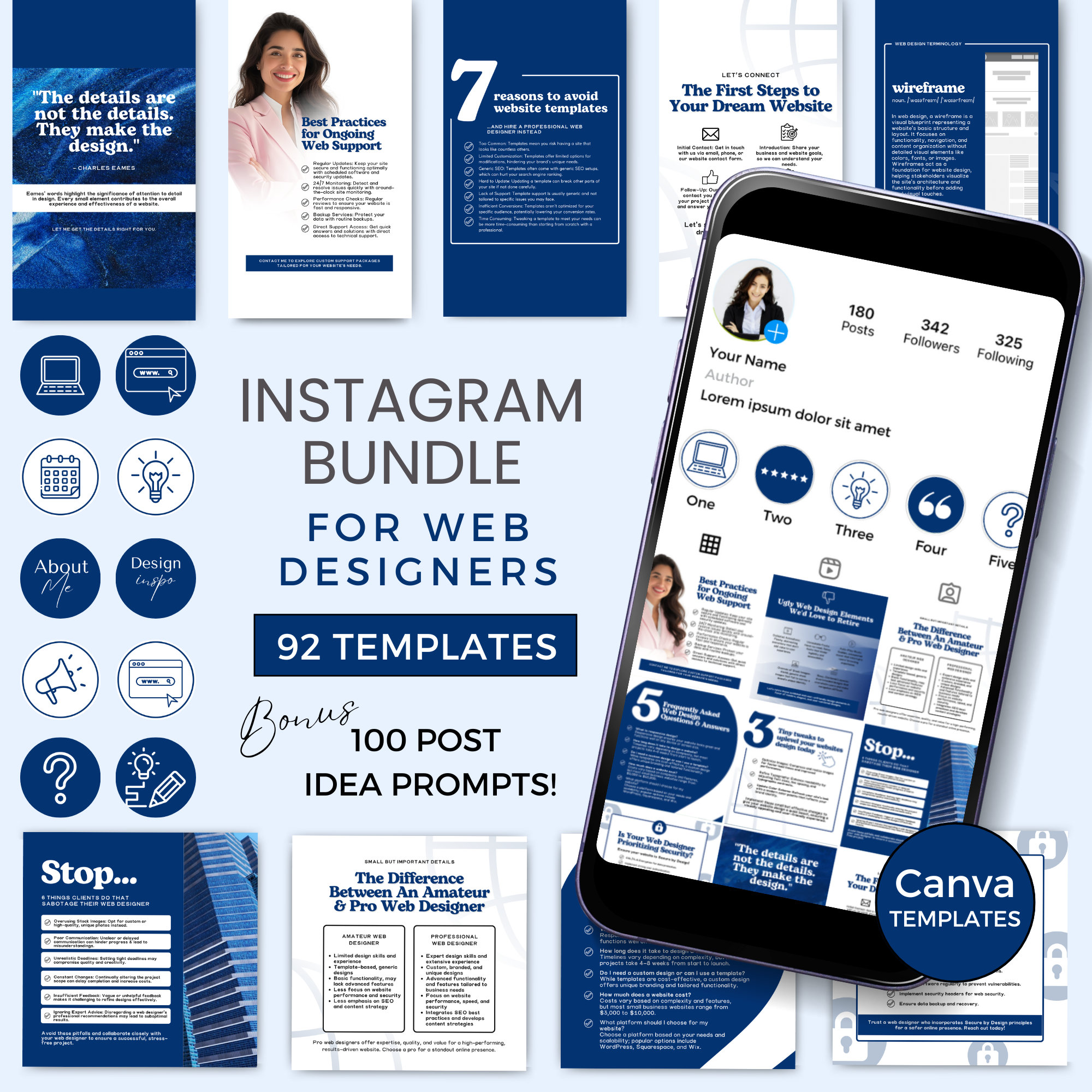 Web Design Instagram Post Templates for Web Designer Social Media Story ...